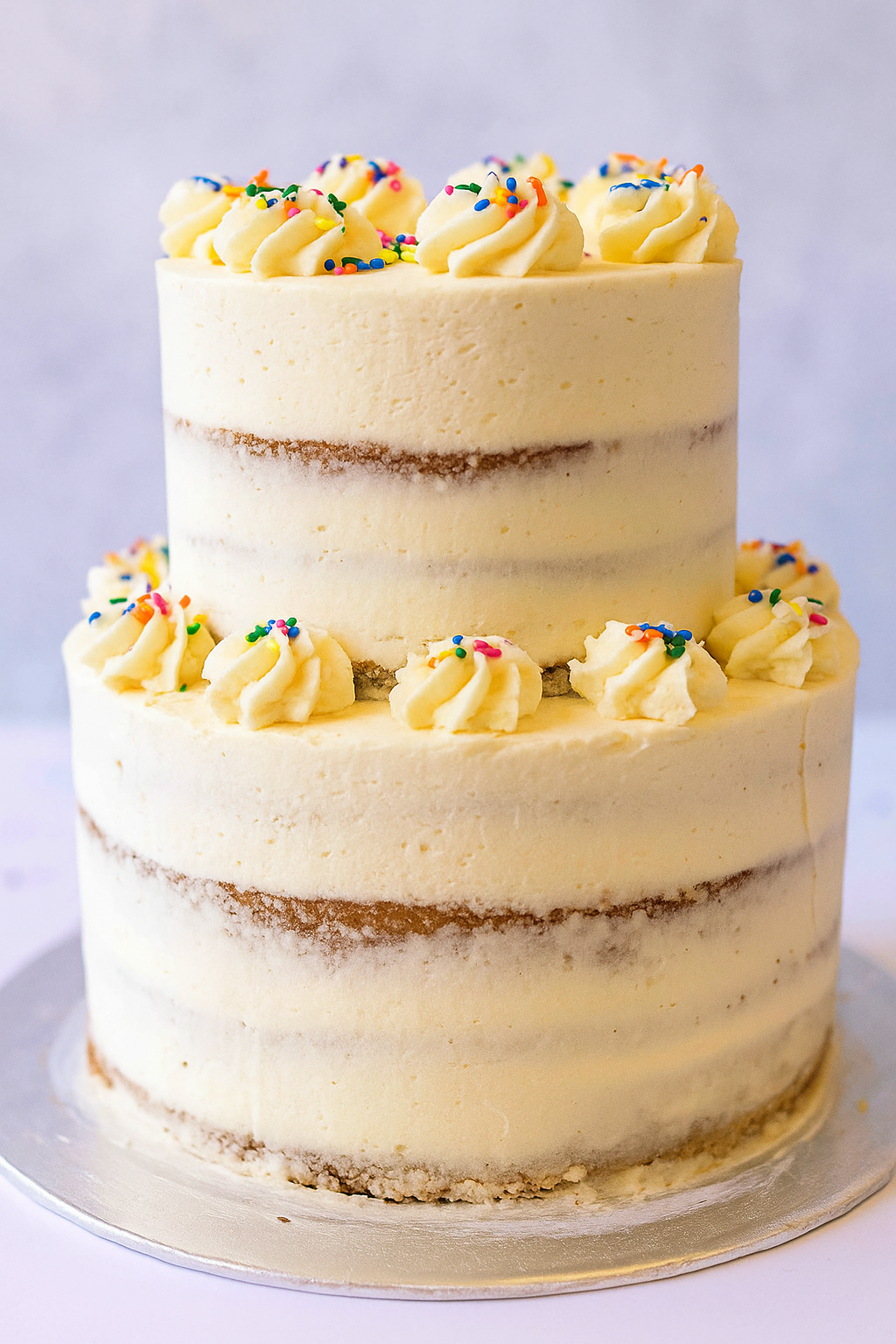 Two Vanilla Buttercream Birthday Cake | LUMINARYBAKERY.COM – Luminary ...